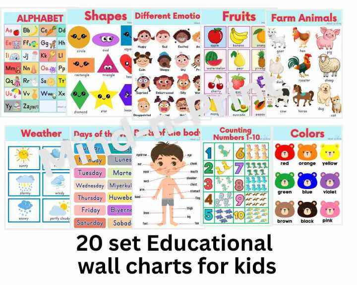 2O PCS. SET WALL CHART FOR KIDS/LAMINATED | Lazada PH