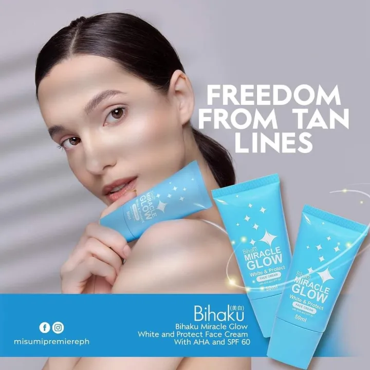 Bihaku Miracle Glow White & Protect Face Cream with AHA & Spf60 | 50ml ...