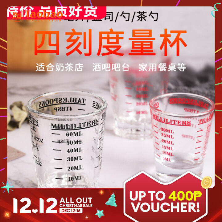 Glass Graduated Measuring Cup 30ml Double Metering OneShot Bar Wine ...