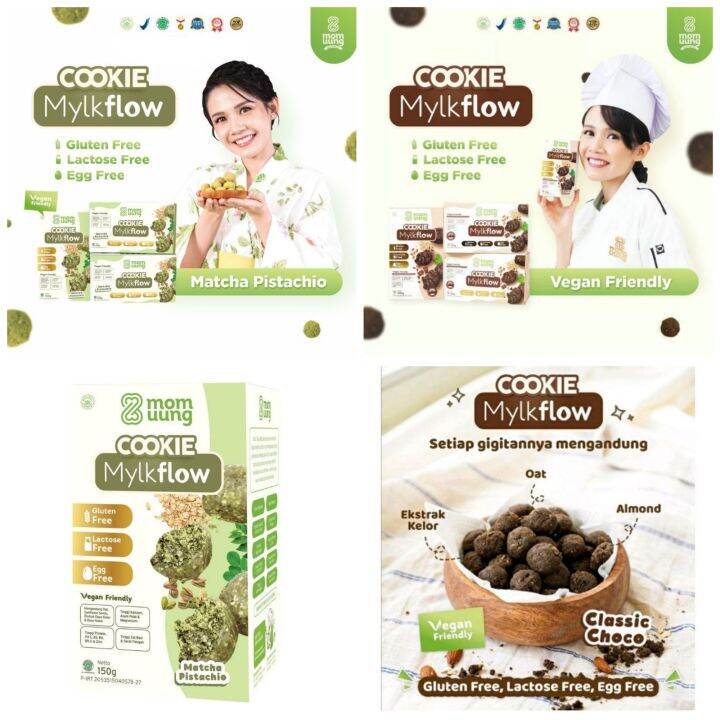 Mom Uung Cookie Mylkflow - Snack Pelancar ASI Rasa Matcha Rasa Coklat ...