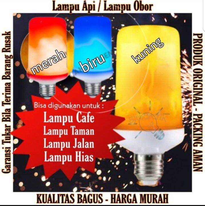Lampu Led Api Obor Led Bohlam / Lampu Led Api Hias Dinding / Lampu Led ...