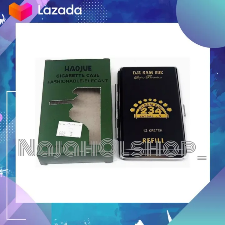 Kotak Rokok Stainless Motif Dji Sam Soe Hitam / Tempat Rokok Unik Motif ...