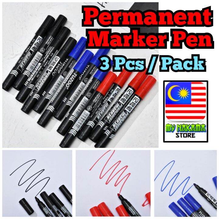 Permanent Marker Pen 700 ( Red / Blue / Black ) Merah Biru Hitam | Lazada