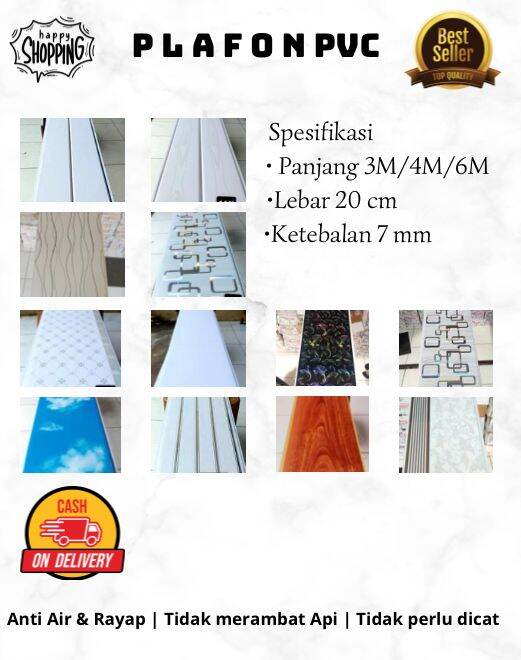 plafon pvc panjang 3 meteran,isi 15 lembar | Lazada Indonesia