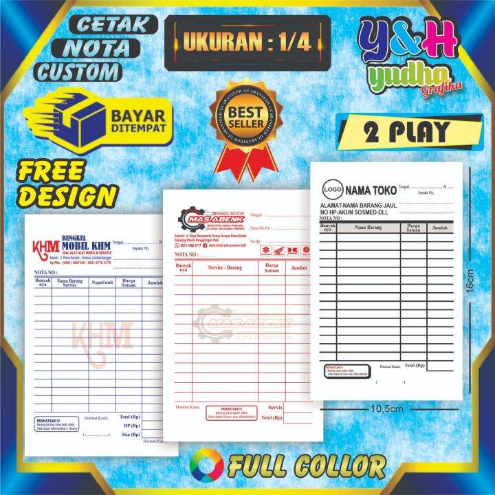 Nota Costum 1/4.2 ply / Nota Laundry / Nota Bengkel / Nota Service ...