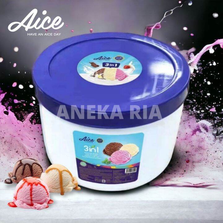 AICE 3in1 Bucket Ice Cream / Es Krim AICE 3 Rasa Kemasan Ember 5 Liter | Lazada Indonesia