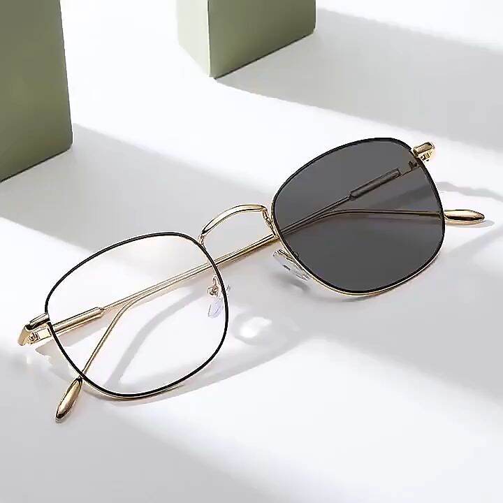 Anti radiation photochromic eyeglasses metal square frame computer ...