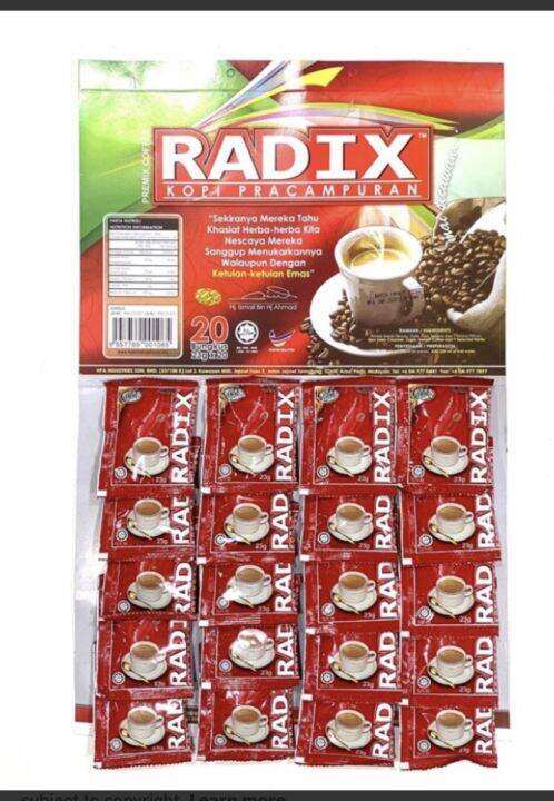 KOPI RADIX 1 papan 20 sachet | Lazada