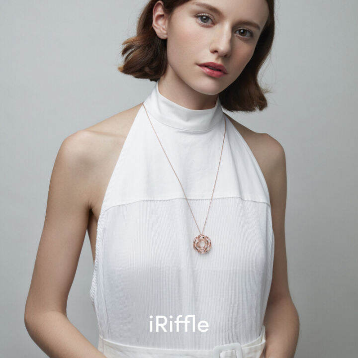 สร้อยคอสเวตเตอร์เงินแท้3D สเตอริโอแบรนด์เนมดีไซน์เนอร์จี้ห้อยคอ Riffle ...