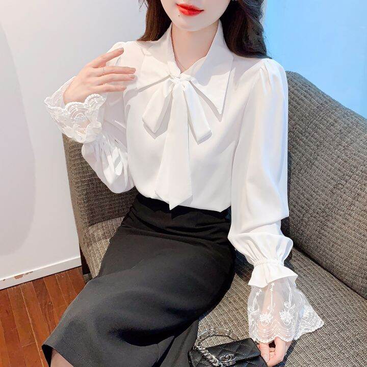 SNUG Retro Wild Lace เย็บโคมไฟแขนเสื้อ2023ร่างกายสวยงามฤดูใบไม้ร่วงใหม่ ...