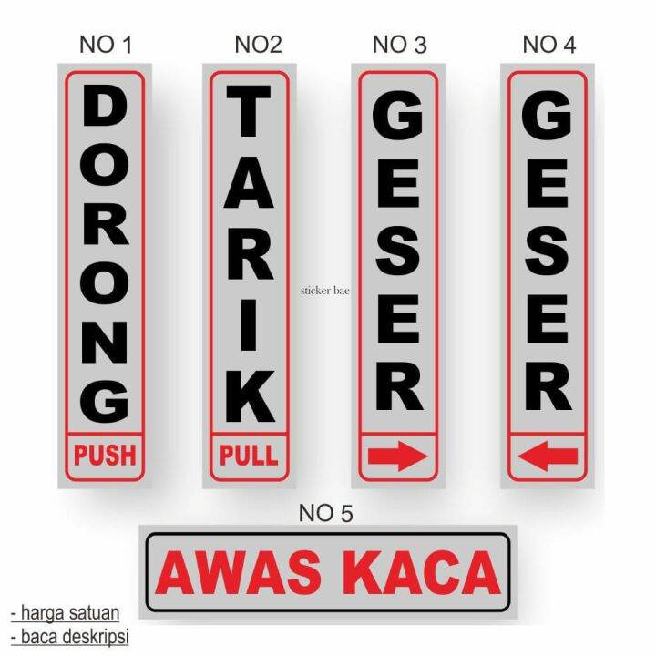stiker termurah dorong tarik geser sticker awas kaca | Lazada Indonesia