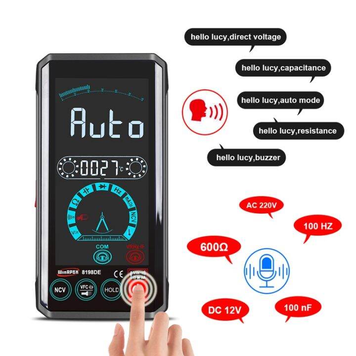 Digital Voice Control Multimeter 4.4" Touch Screen AC DC Voltage ...
