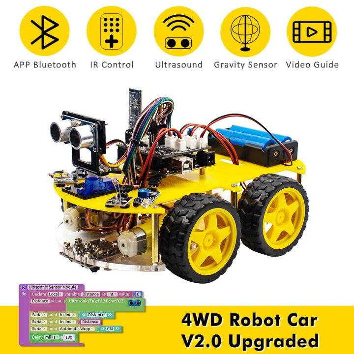 LAFVIN รถหุ่นยนต์อัจฉริยะสำหรับ4WD อัปเกรดสำหรับ Arduino ชุดสตาร์ทรถ ...