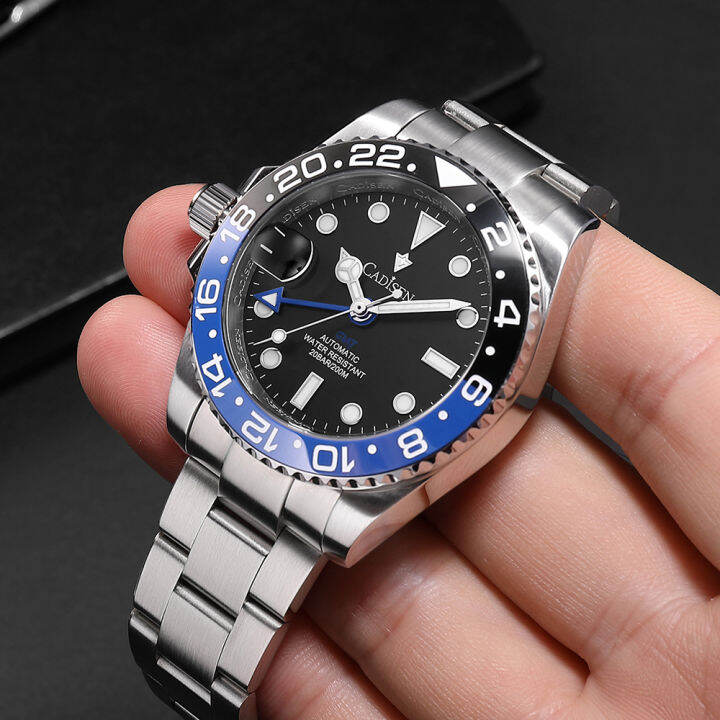 CADISEN Original Watch Man Japan NH34A Mechanical GMT 200M Waterproof Ceramic Bezel AR Sapphire ...