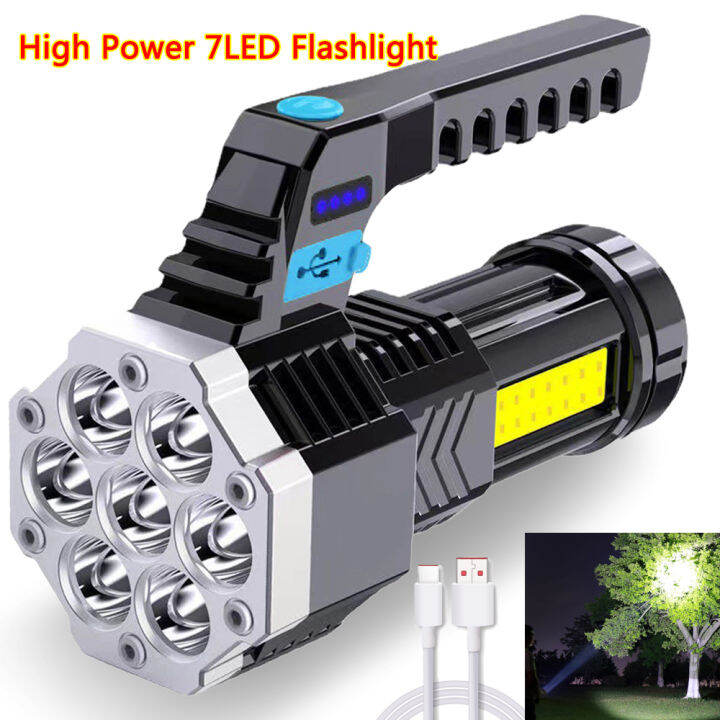 7 LED flashlight waterproof original flashlight rechargeable emergency ...
