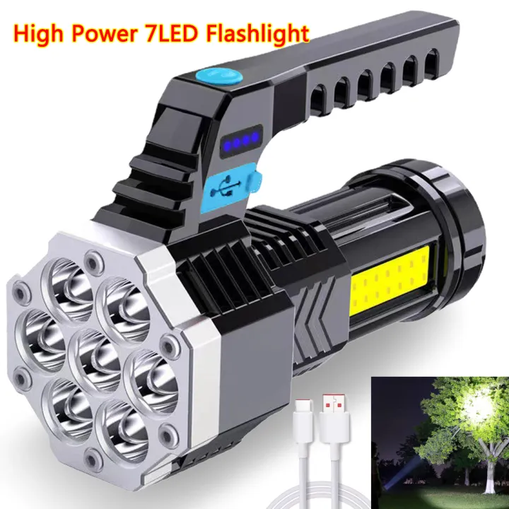 7 LED flashlight waterproof original flashlight rechargeable emergency ...