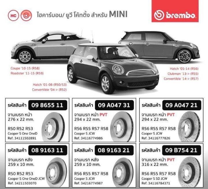 จานเบรคMini cooper R50 R52 R53 R56 R57 R58 R55 mini one coopers ...