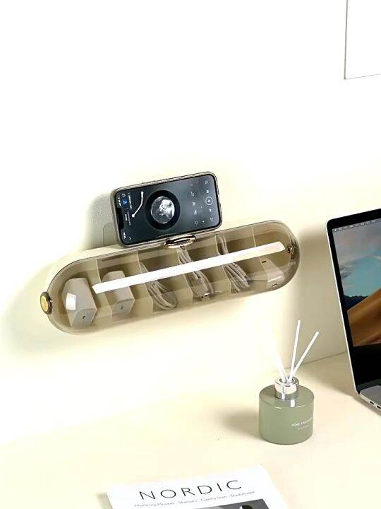 Data Cable Organizer Wall-mounted Phone Charger Plug Desktop Organizer ...