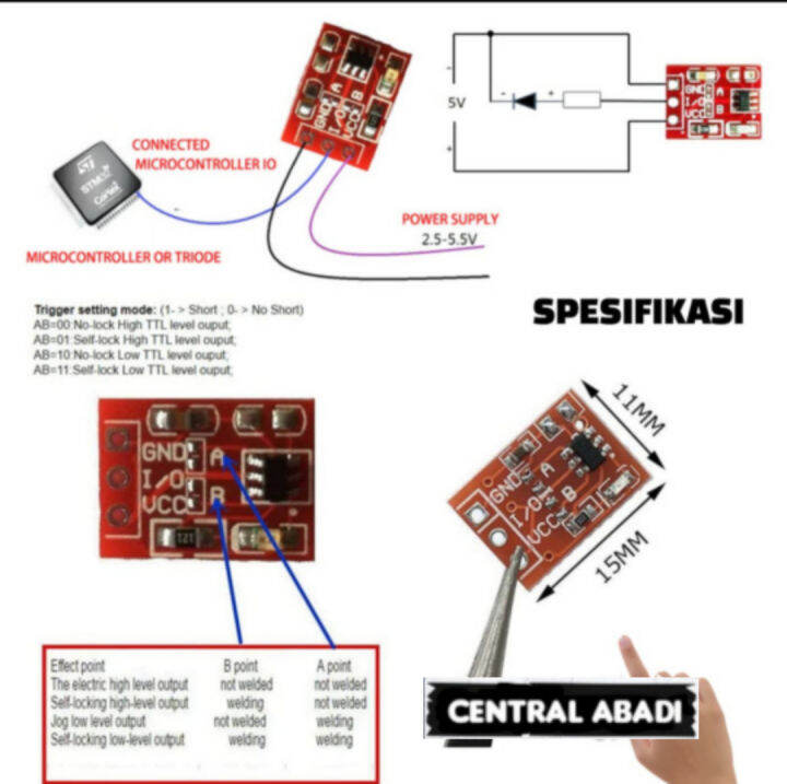 TTP223 modul TOMBOL Sentuh SELF LOOKING | Lazada Indonesia