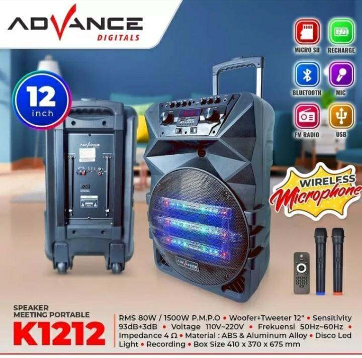 Speaker advance K1212 / Speaker meeting bluetooth 12inch free mic wireless 2 buah | Lazada Indonesia