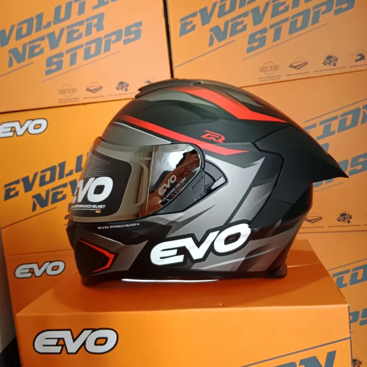 EVO GT-PRO RENEGADE ONE grey/red motorcycle full face helmet free clear ...