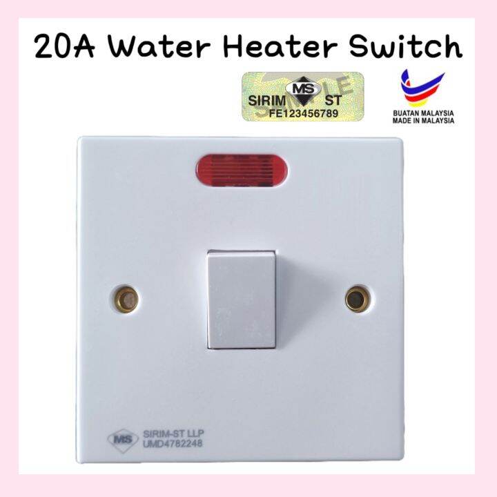 UMS 20A Water Heater Switch With Neon /Air Cond Switch | Lazada