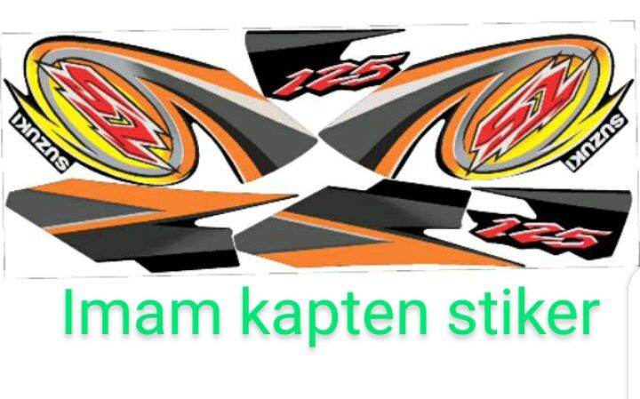 STIKER STRIPING DECAL VARIASI DAN LAMINASI SUZUKI TS 125 ORANGE ...