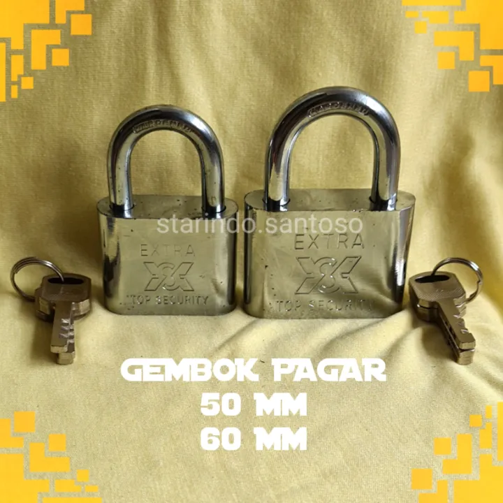GEMBOK LEHER PENDEK besar 60 MM padlock pagar pintu gudang toko anti ...