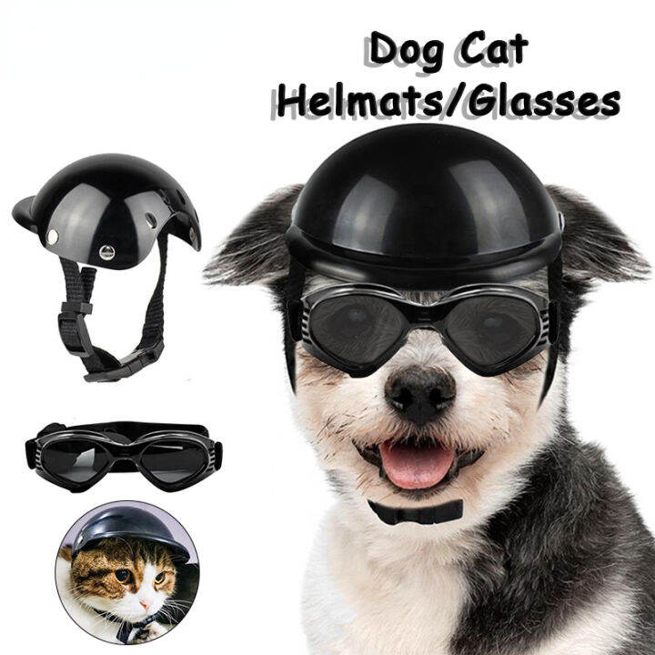 Pet Dog/Cat Hat Motor Cycling Safety Helmet with Glassee Adjustable Uv ...