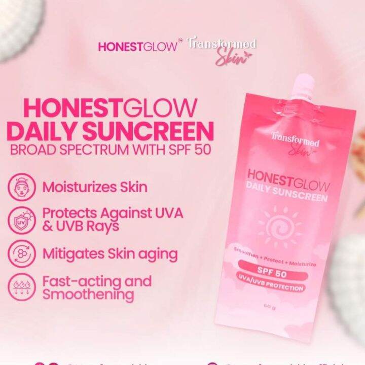 New Transformed Skin Honest Glow Daily Sunscreen Cream With SPF 50 50g ...