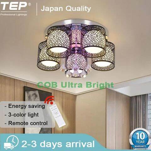 【Free Remote】TEP 1/3/5 Head LED living room Chandelier Modern Crystal ...