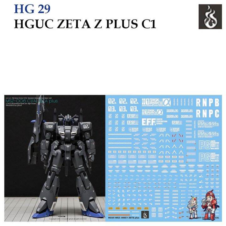 ดีคอลน้ำ [Ghost] HG 29 HGUC ZETA Z PLUS C1 HG 1/144 (HIQ) Fluorescent WATER DECAL GHG29 GHG 29 ...