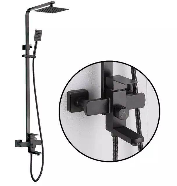 Hot & Cold Black Stainless Steel Shower set Multipoint Shower Set Black ...