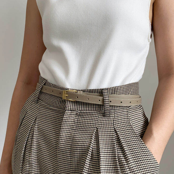 Seriin studio - Bold belt - เข็มขัดหนังแท้ - ไซส์เล็ก (กว้าง 1.5 ซม.) | Lazada.co.th