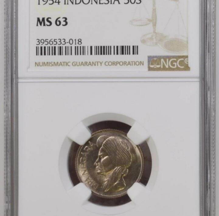 NGC MS 63 50 sen 1954 Indonesia koin dipanegara nikel | Lazada Indonesia