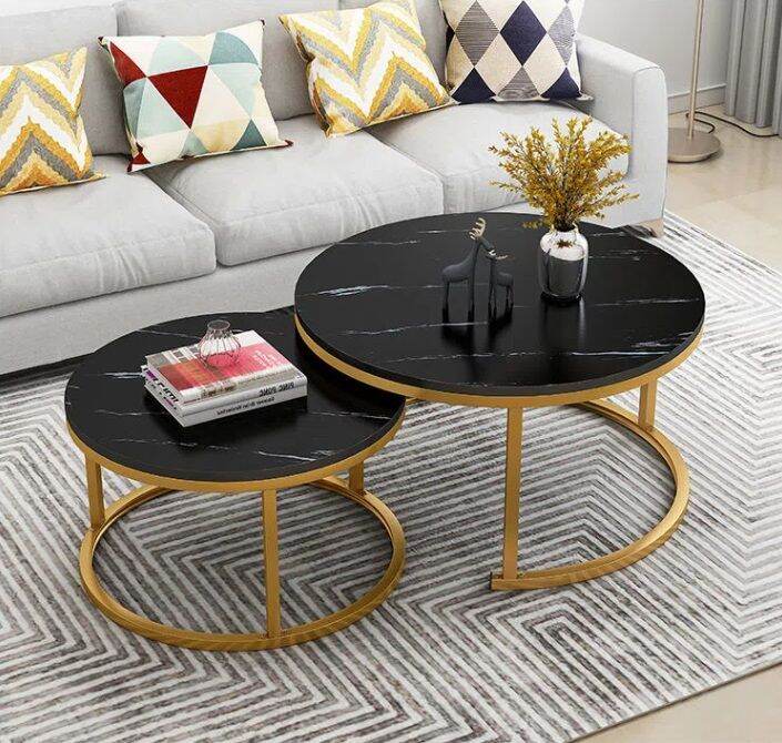 Combination round table Double deck Nordic style coffee table Center ...