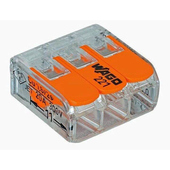 Genuine Wago 221-413 LEVER-NUTS 3 Conductor Compact Splicing Connector ...