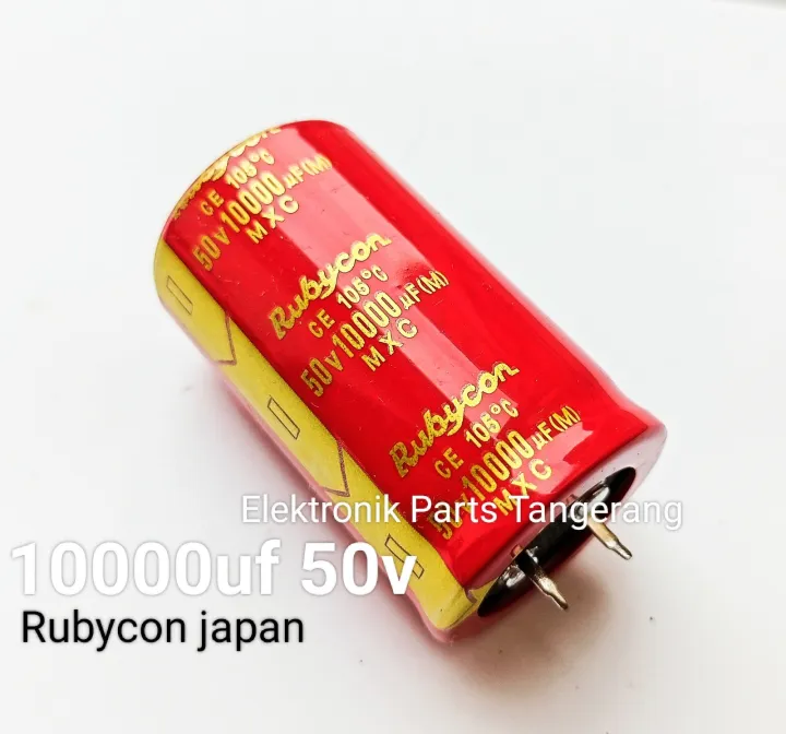 (1 Buah) KAPASITOR ELCO 10000UF 50V RUBYCON JAPAN RED CAPACITOR ELCO ...
