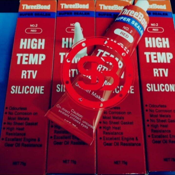 (Isi 12pc) Lem Threebond Super Sealer No.2 HIGH TEMP RTV Silicone Red ...