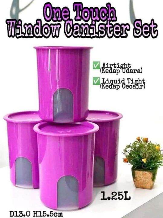 Tupperware-One Touch Window Canister 1.25L*Food Storage*Pembekas ...
