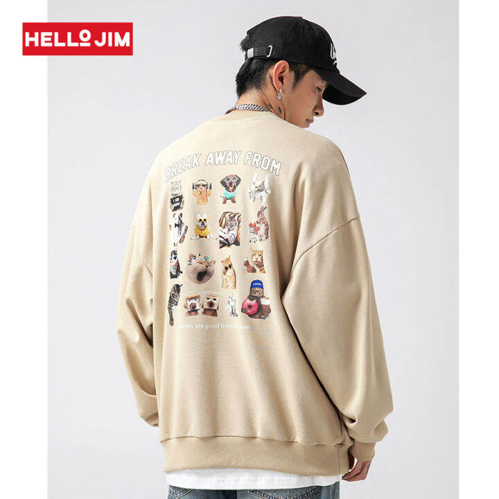 เสื้อสเวตเชิ้ต HELLO JIM สำหรับผู้ชาย2023สไตล์ใหม่เสื้อมีฮู้ดขนาดใหญ่ ...