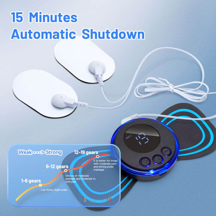 EMS Pulse Massager Neck Body Therapy 8 Modes 19 Intensities Electrode ...