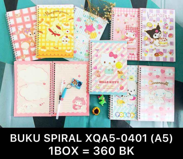 Diary Spiral Sanrio A5 /Buku Catatan Spiral 0401 Kertas Berwarna ...