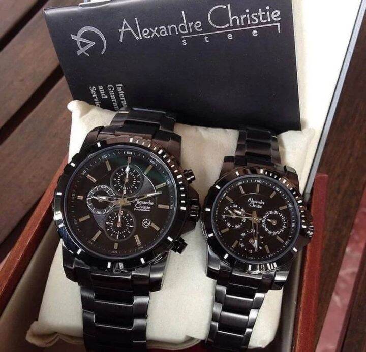 Alexandre Christie Original couple AC6141 Stainless stell hitam garansi ...