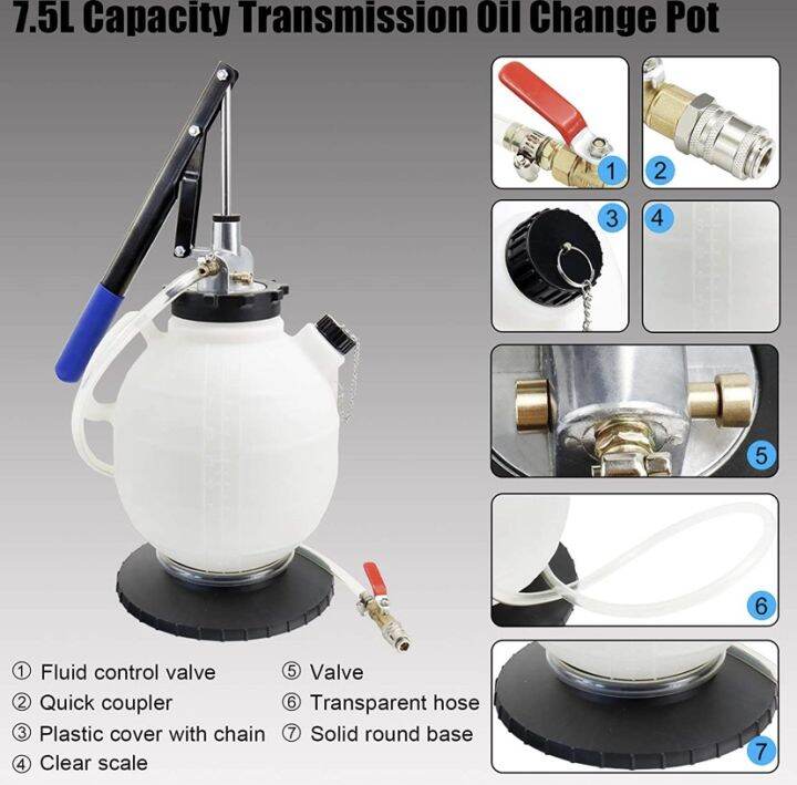 JH TOOL Transmission Oil Changer 7.5L Portable Gearbox Filling Refill ...