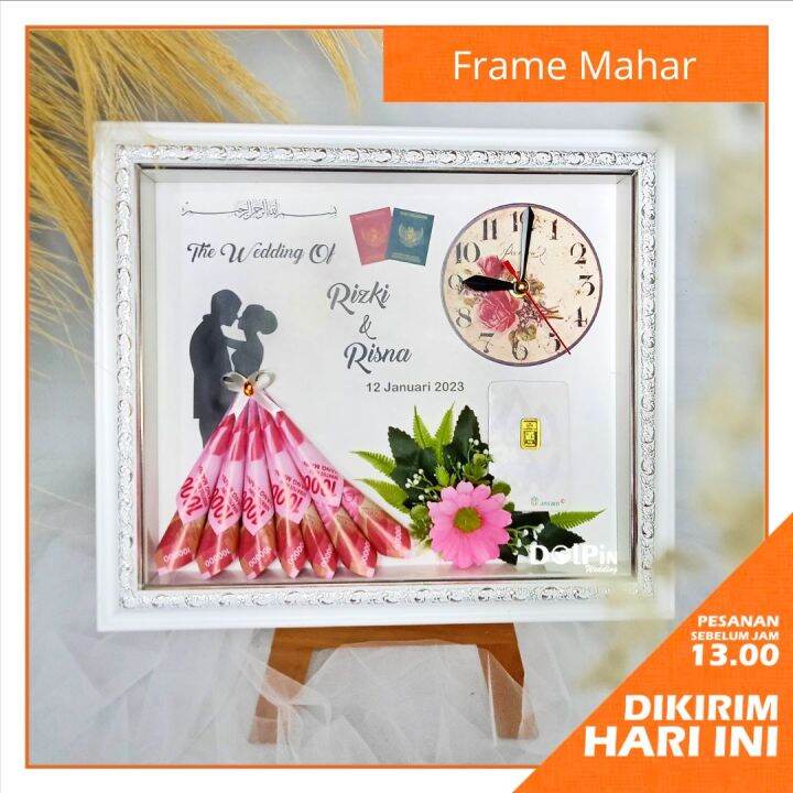 Dolpin/Mahar Bingkai Frame Uang dan Logam Mulia untuk Kado dan Seserahan Pernikahan | Lazada ...