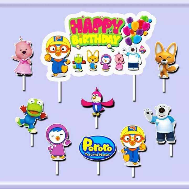 cake topper hiasan kue ulang tahun motif karakter pororo | Lazada Indonesia