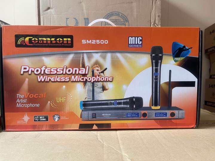 Comson SM2500 ไมค์ลอยคู่ ไมโครโฟนไร้สาย | Lazada.co.th