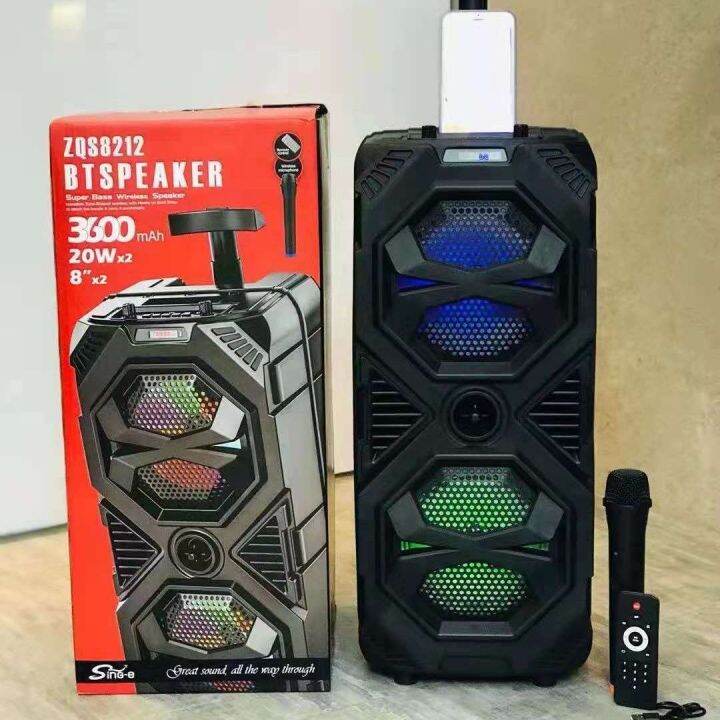 [HIGH BOOM BASS] ZQS-8212 BT SPEAKER SUPER BASS WIRELESS BLUETOOTH SPEAKER WITH KARAOKE MIC | Lazada