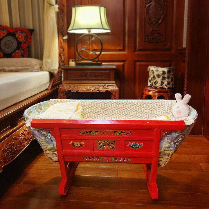 Traditional Old-Fashioned Rocking Crib Sleeping Soothing Shaker Baby ...